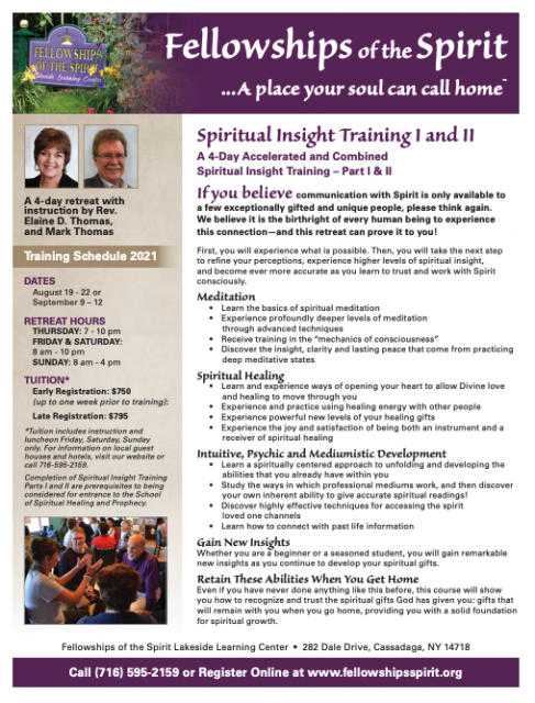 Combined Spiritual Insight Training™ - Part 1 & 2 Retreat - Fellowships ...